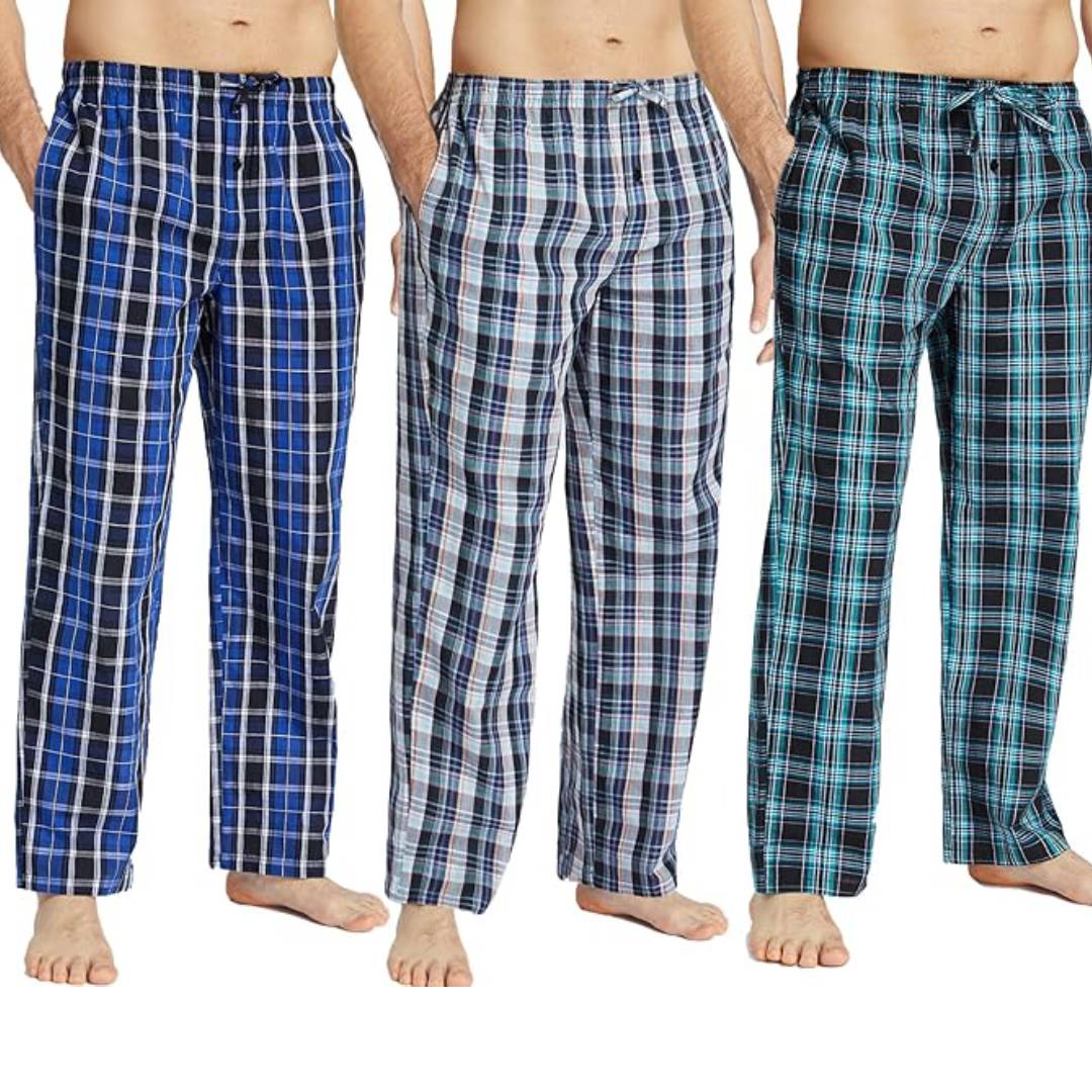 Men's Triple Set Check Trousers Pajamas